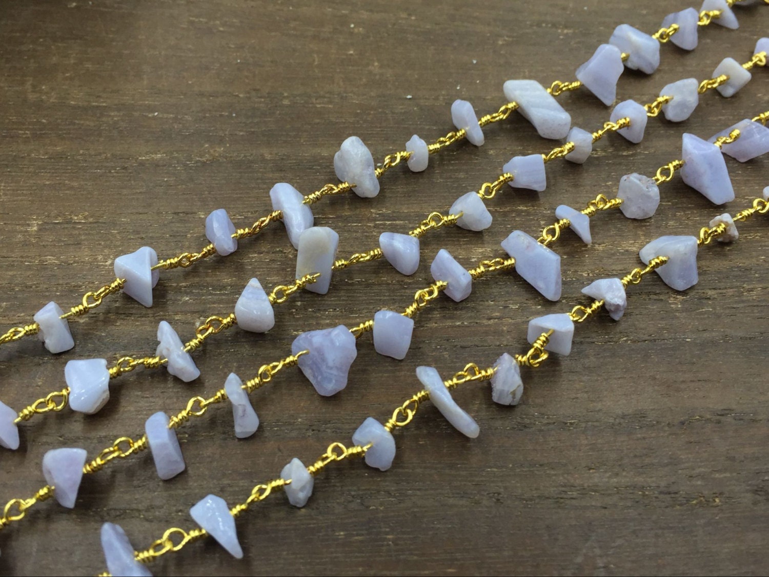Blue Lace Agate Beads Chain Rosary Style Chain Wholesale Gemstone ...