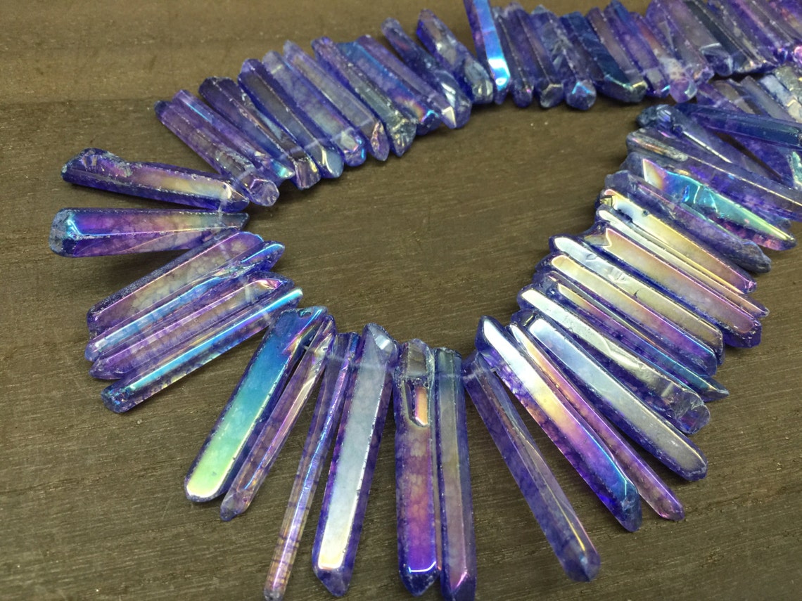 Blue Rainbow Quartz Points Polished Raw Crystal Gemstone Point Beads ...
