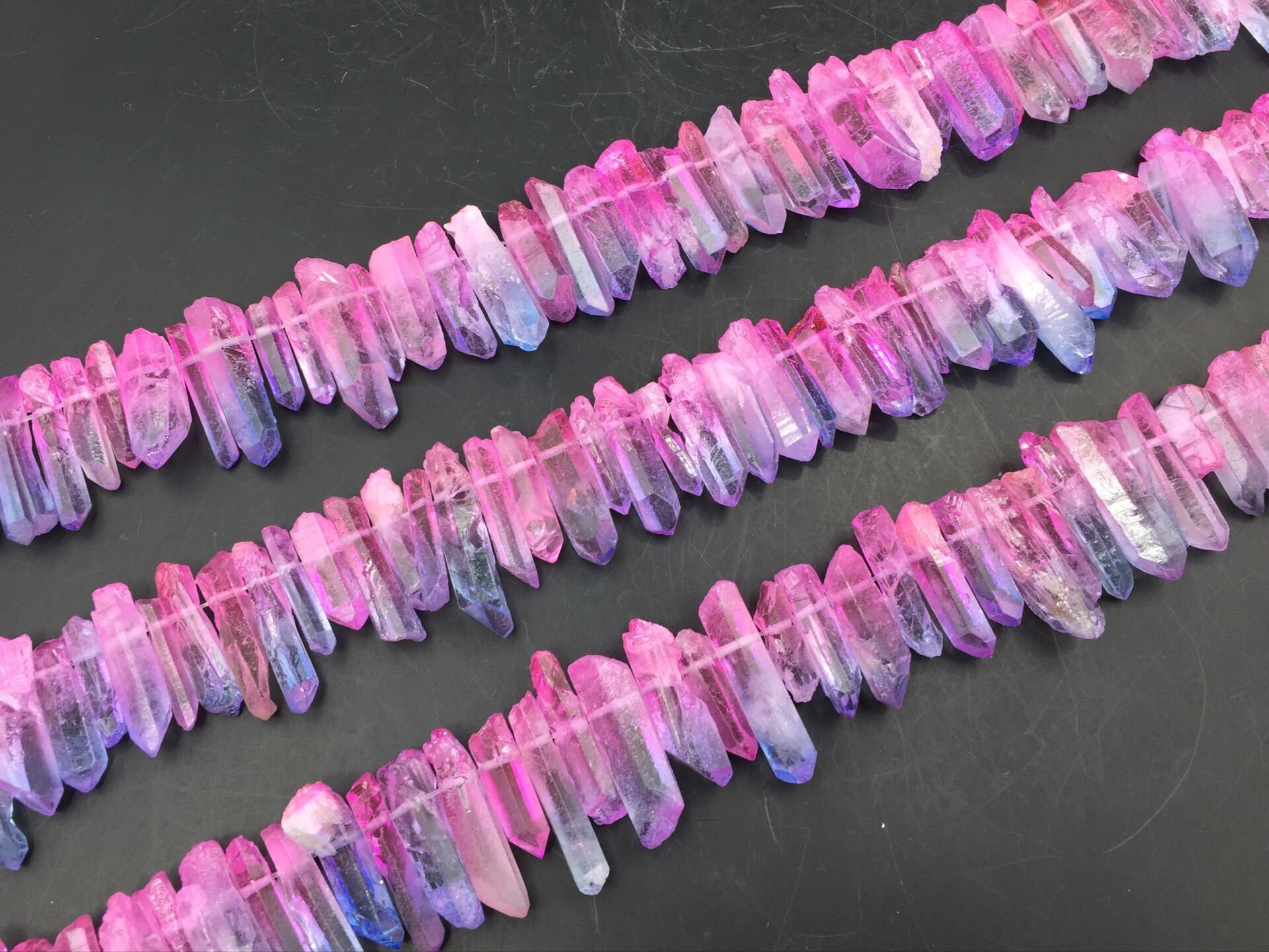Light Pink&blue Quartz Points Raw Gradient Crystal Point Beads Mystic ...