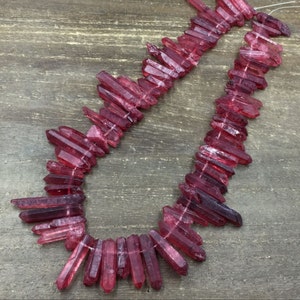 Tiny Frosted Red Crystal Points Matte Red Quartz Point Beads Bulk ...