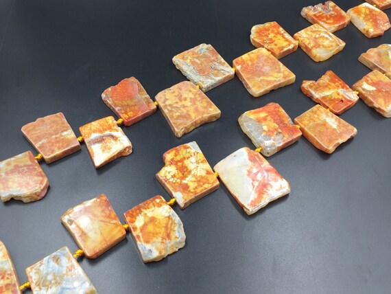 Flat Trapezoid Agate Slice Beads Orange/Yellow Agate Pendant | Etsy