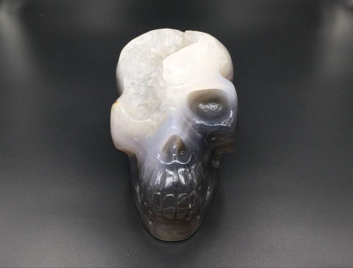 Realistic Agate Geode Skull Sculpture Crystal Skull Hand | Etsy