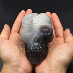 Realistic Agate Geode Skull Sculpture Crystal Skull Hand Carved Skull ...
