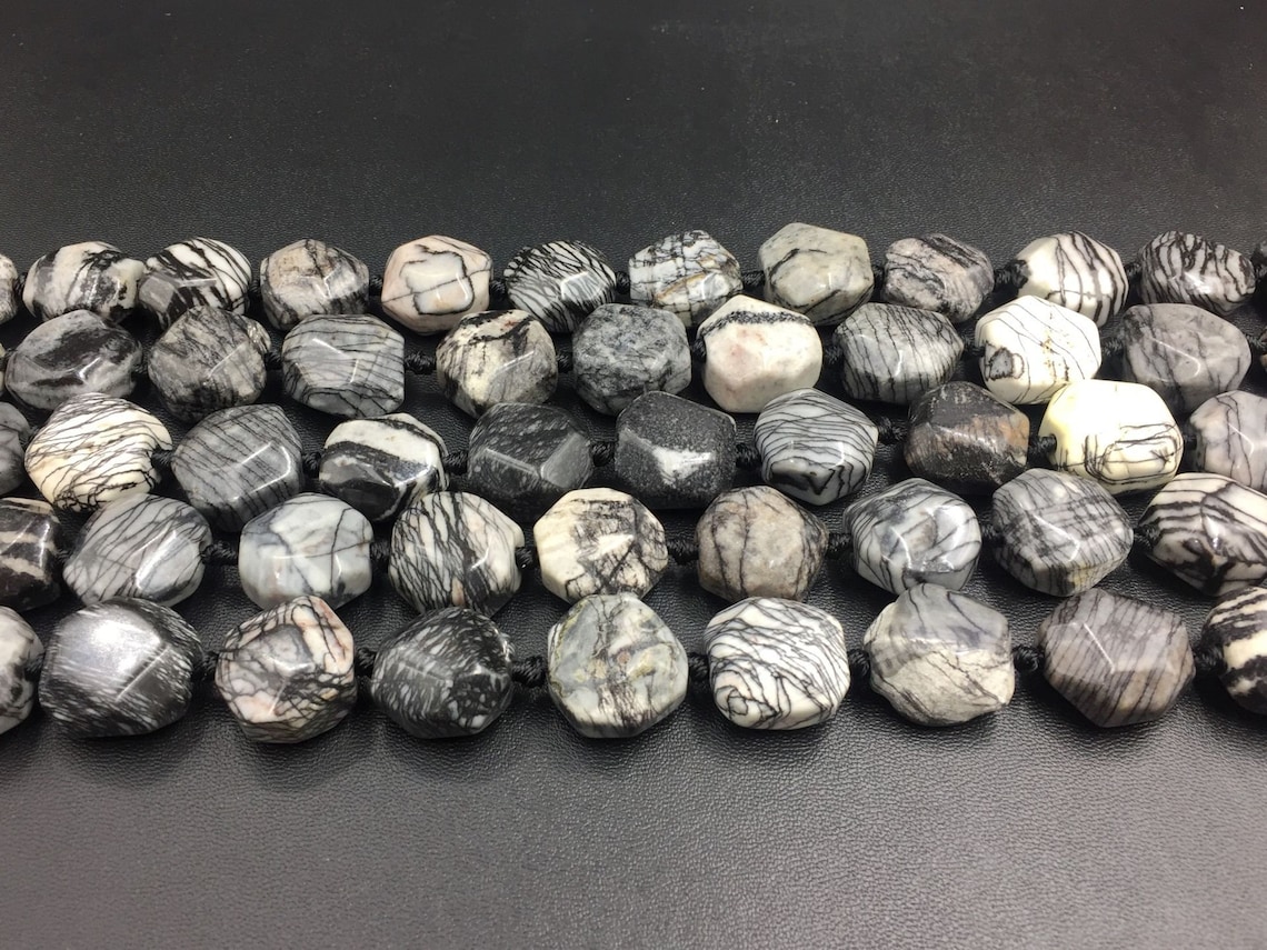 Faceted Net Jasper Cushion Beads Striped Black Net Jasper - Etsy