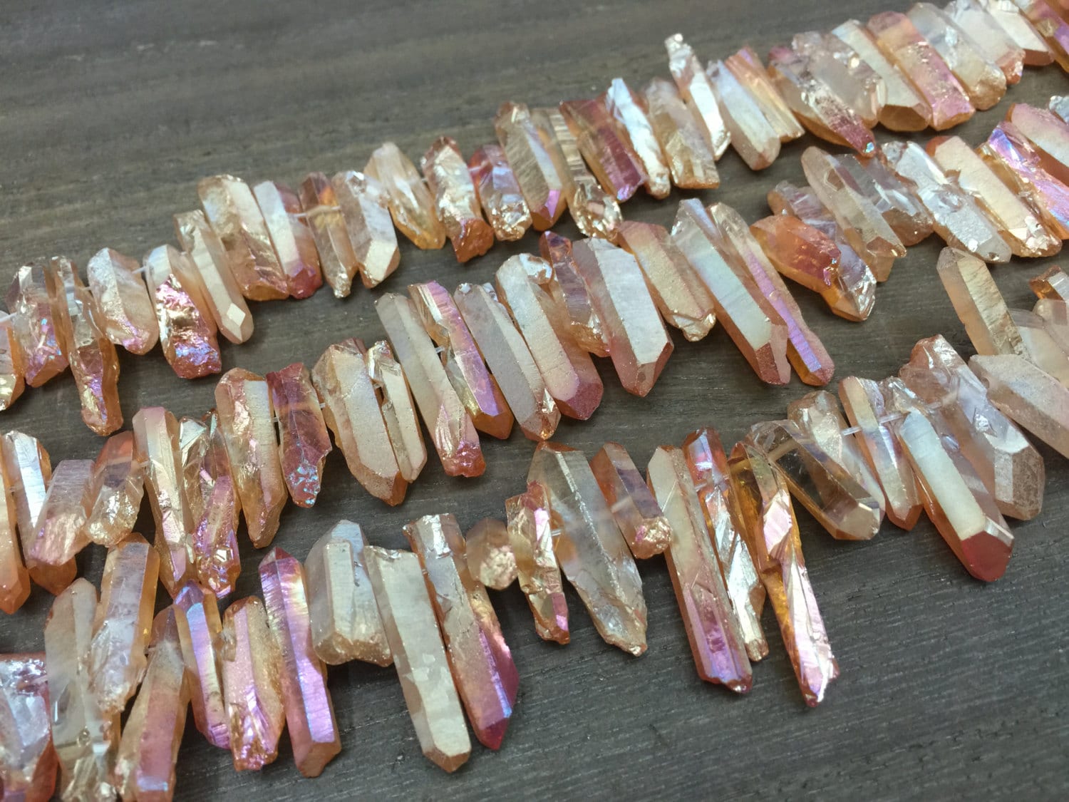 Tiny Raw Quartz Point Champagne Quartz Crystal Point Beads - Etsy