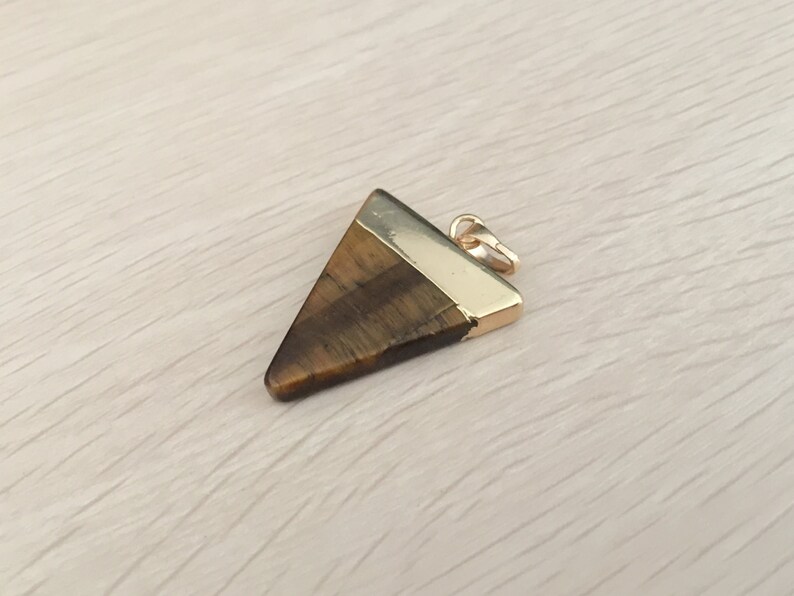 Triangle Tigers Eye Pendant Yellow Tiger Eye Pendant Triangle - Etsy
