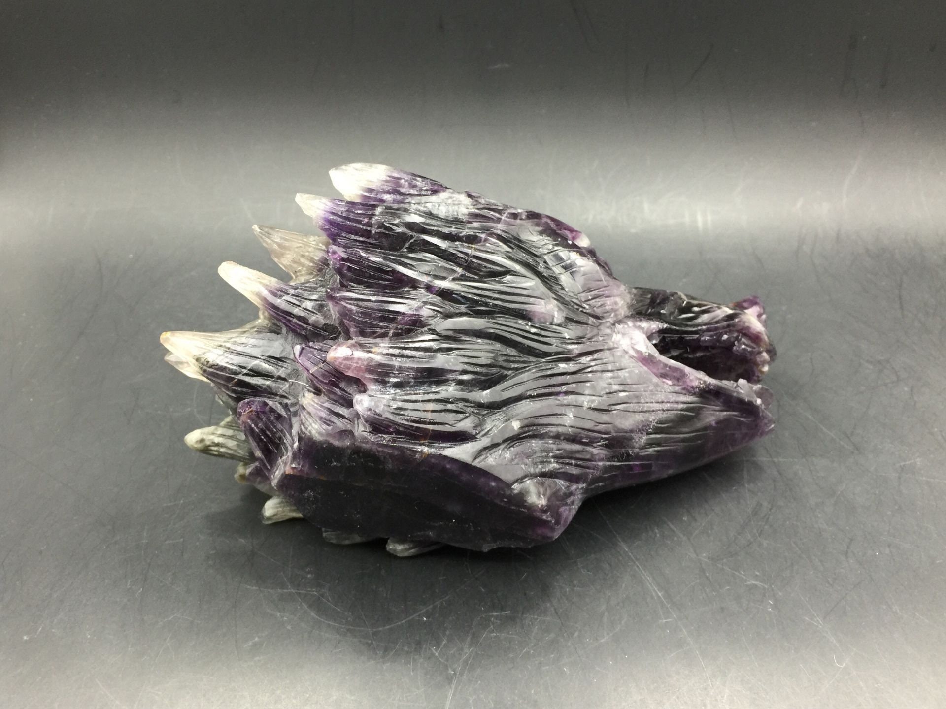 Large Rainbow Fluorite Wolf Hand Hand Carved Wolf Figurine Statue ...