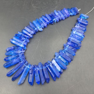 Raw Dark Blue Crystal Points Matte Blue Quartz Points Graduated Quartz ...