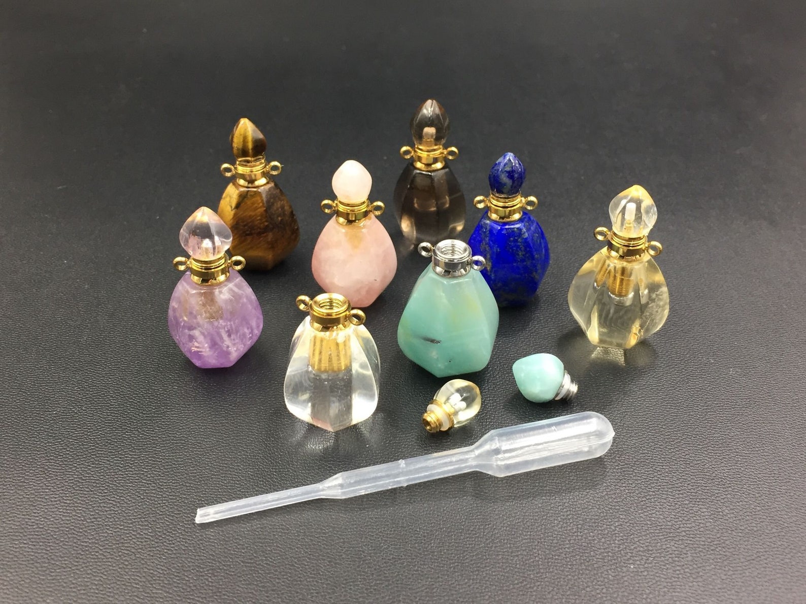 6-sided Crystal Perfume Bottle Necklace Perfume Necklace Faceted ...