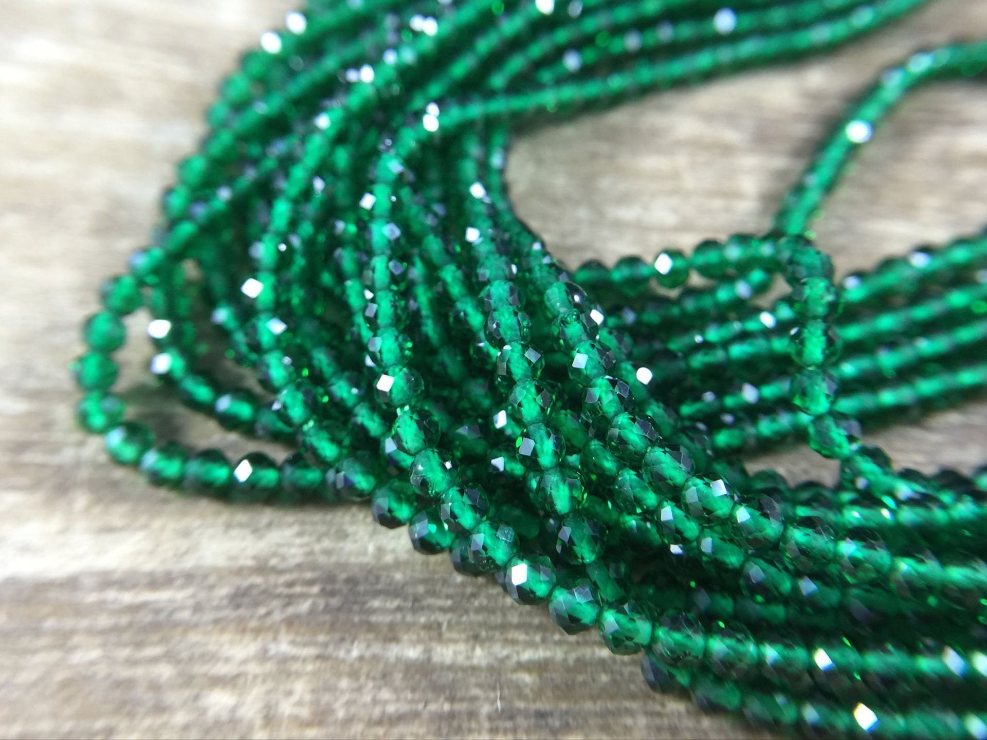 2mm Faceted Emerald Beads Micro Faceted Round Emerald Beads Lab-made ...