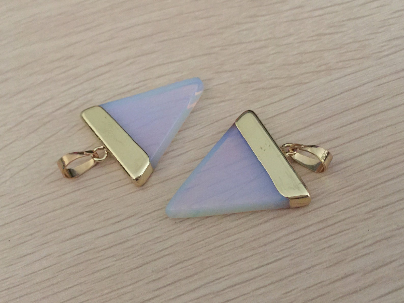 Triangle Opal Pendant White Opal Pendant Triangle Gemstone Pendant ...