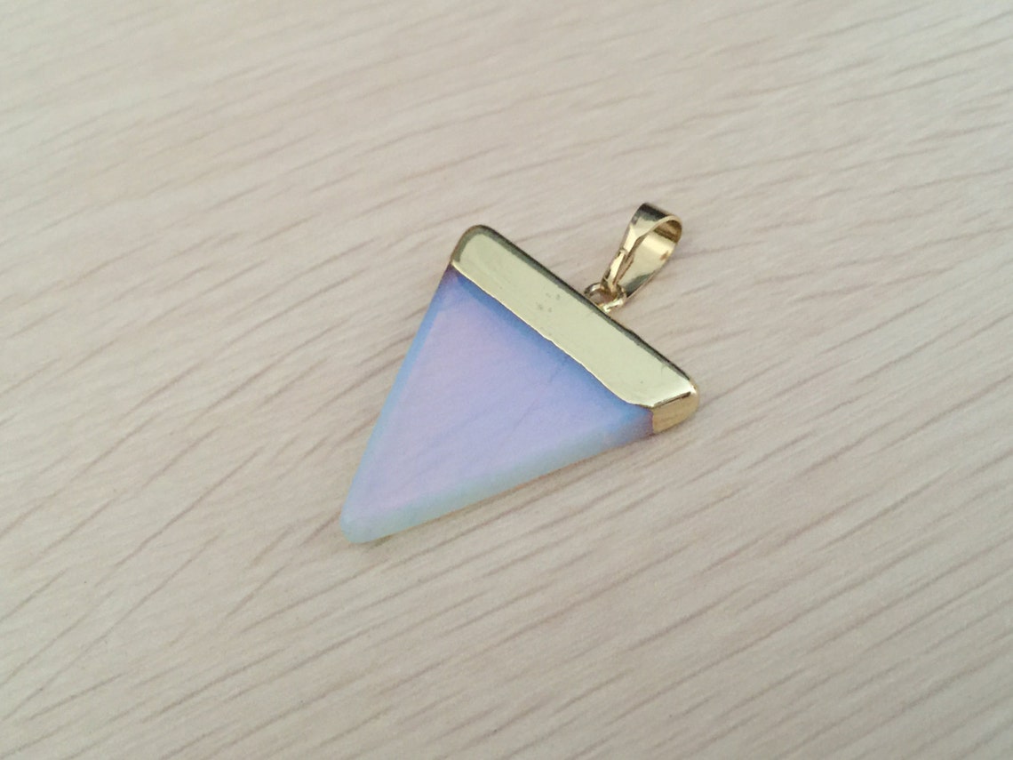 Triangle Opal Pendant White Opal Pendant Triangle Gemstone Pendant ...