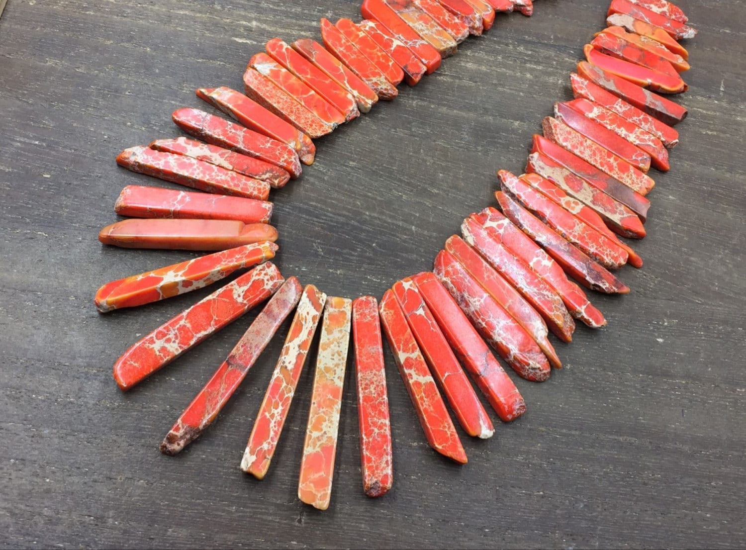 Orange Jasper Beads Sea Sediment Jasper Stick Slice Spike | Etsy