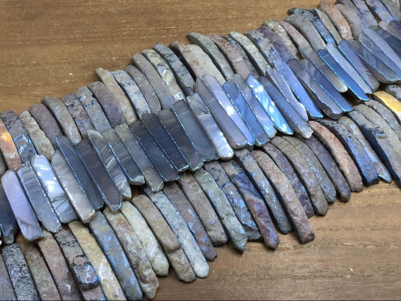 Aura Titanium Agate Stick Bead Raw Agate Points Grayish Blue - Etsy