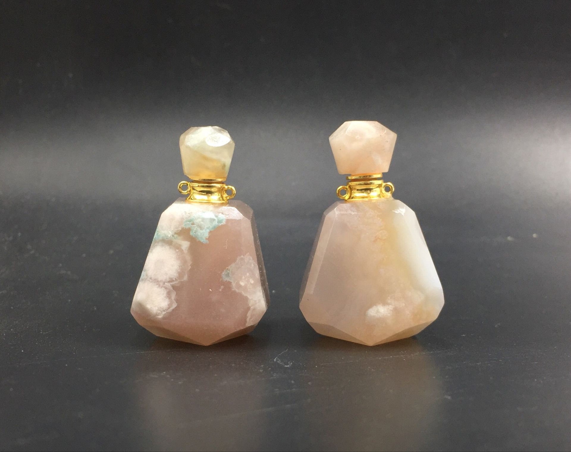 Flower Sakura Agate Perfume Bottle Necklace Pendant Essential Oil ...