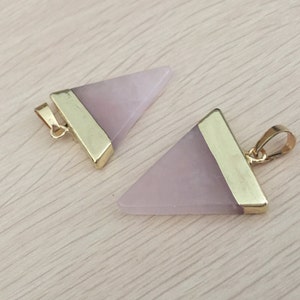 Rose Quartz Triangle Pendant Pink Quartz Crystal Pendant Triangle ...
