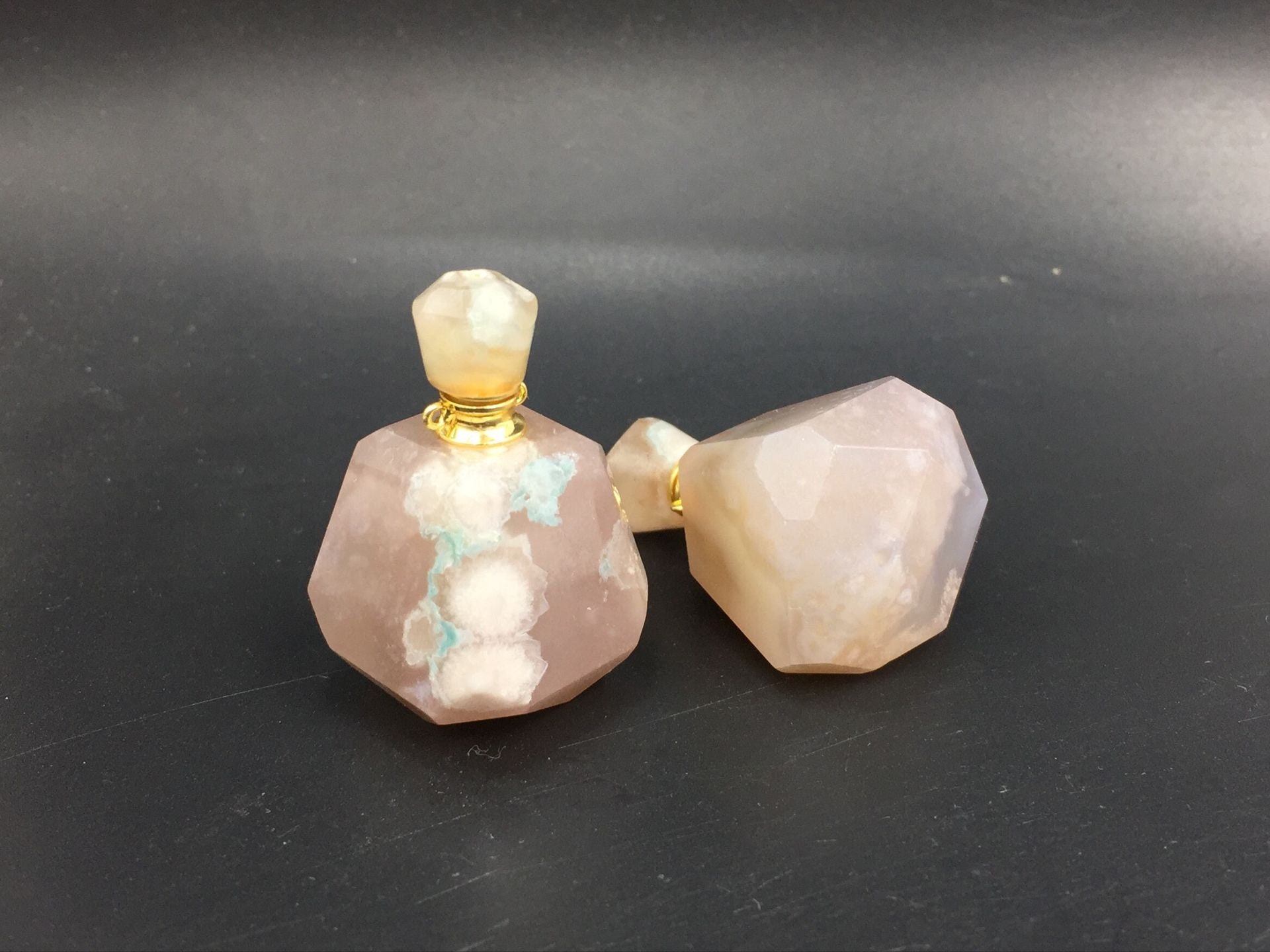 Flower Sakura Agate Perfume Bottle Necklace Pendant Essential Oil ...