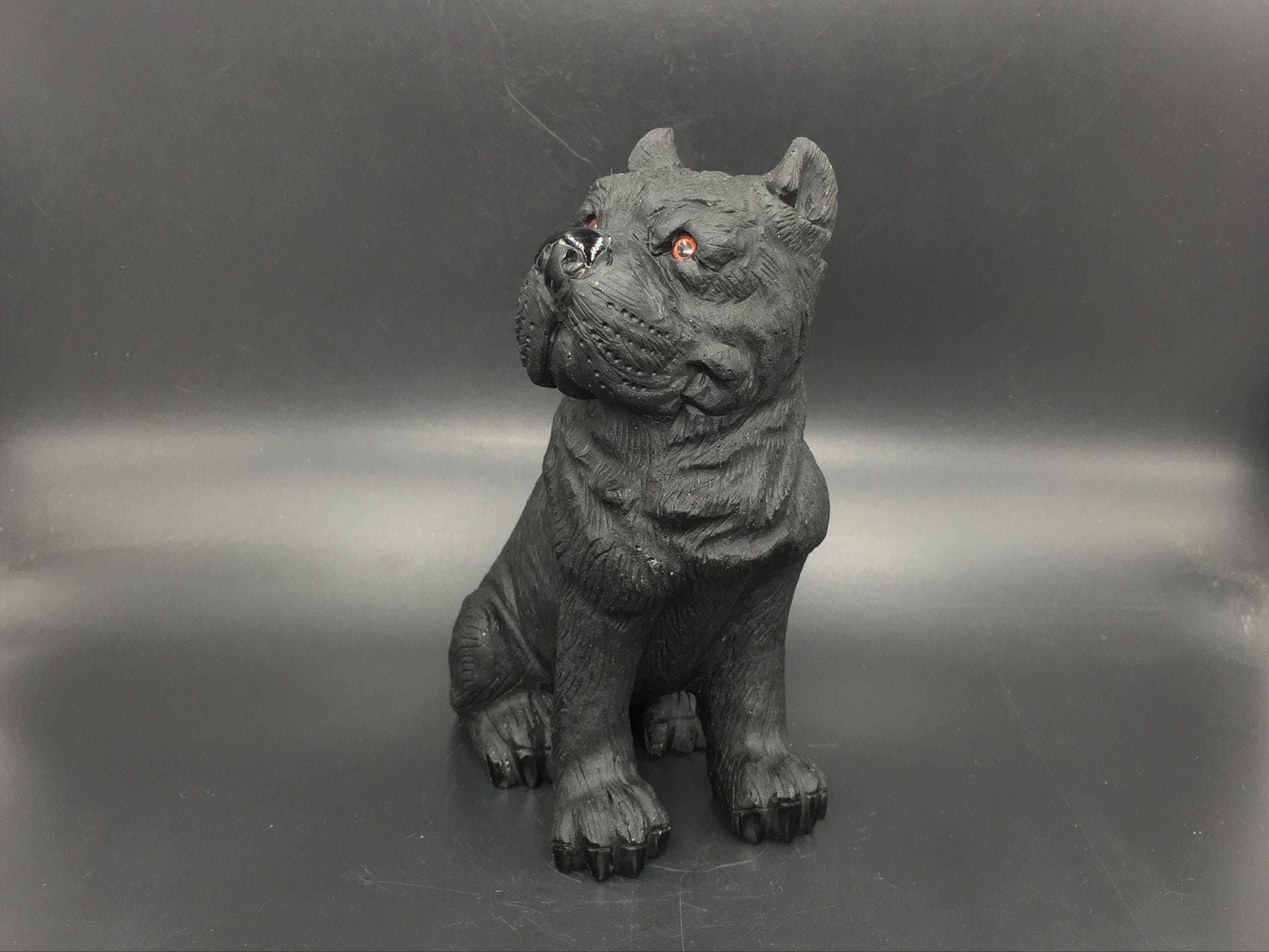 Cane Corso Dog Figurine Realistic Black Obsidian Dog Sculpture Crystal ...