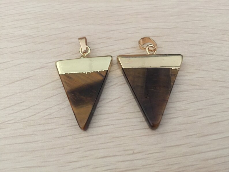 Triangle Tigers Eye Pendant Yellow Tiger Eye Pendant Triangle - Etsy