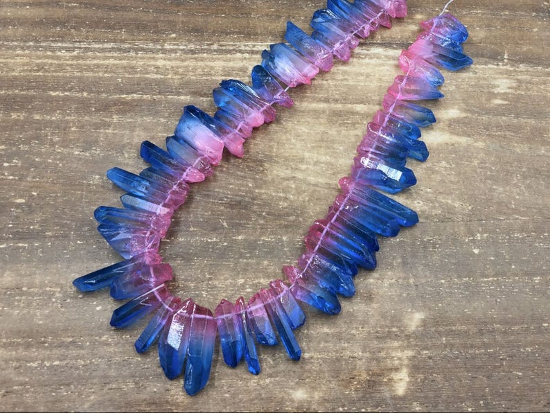 Pink&Dark Blue Quartz Points Raw Pink Blue Gradient Crystal | Etsy