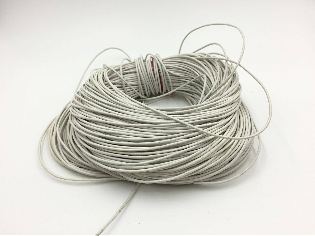 5meters Round Leather Cord 1.5mm White Leather Cord Genuine Natural ...