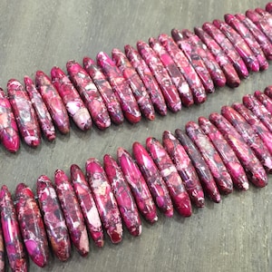 Graduated Fuchsia Pink Jasper Beads Full Strand Jasper Points Gemstone ...