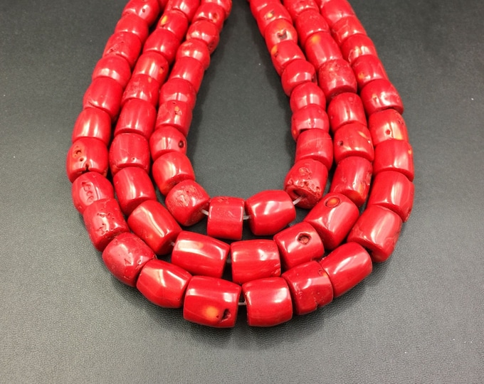 Large Red Coral Barrel Beads Natrual Polished Coral Beads Coral Neclace ...