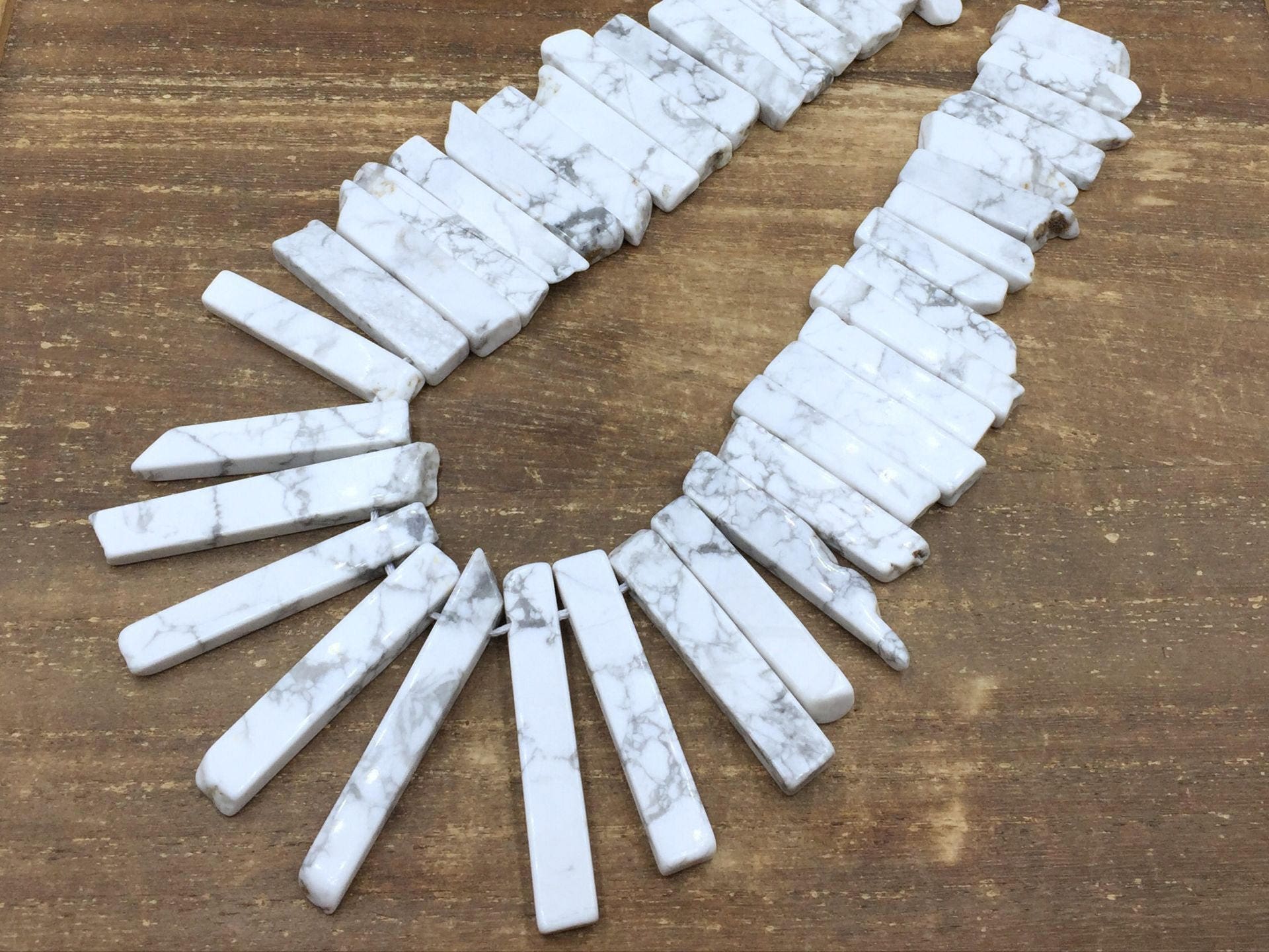 White Howlite Slice Stick Beads Graduated Gemstone Slice Slab Spike ...