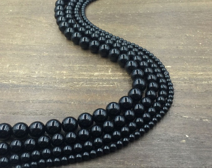 Quality Black Onyx Smooth Round Beads Natural Onyx Gemsotne Beads ...