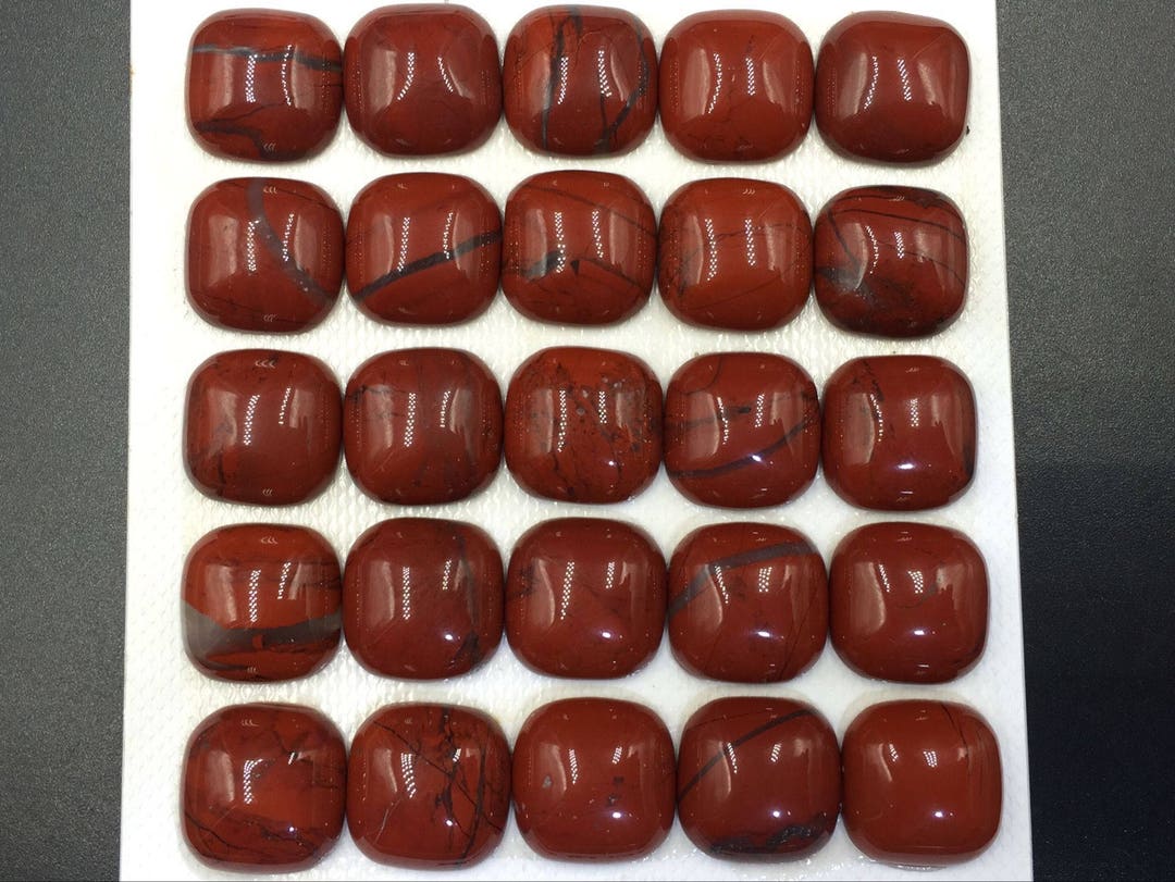5pcs 12mm Red Jasper Cabochon 12mm Smooth Square Pillow Cabochon Red ...