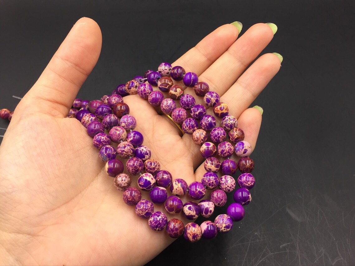 Purple Jasper Beads Purple Imperial Jasper Round Beads Gemstone Beads ...