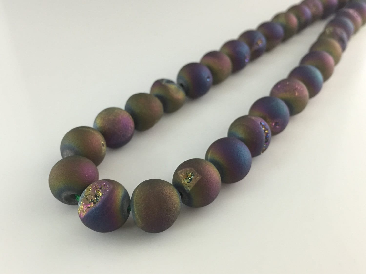 Rainbow Druzy Beads Titanium Druzy Agate Beads Metallic Agate - Etsy