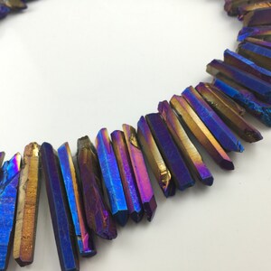 Quartz Point Blue Quartz Gold Crystal Stone Points Matte Dagger Beads ...