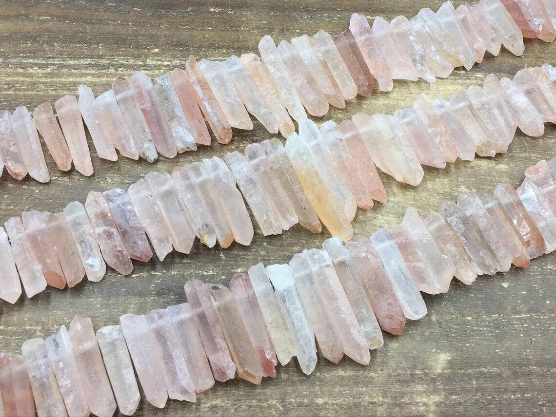 Raw Crystal Points Pinkish Quartz Point Beads Graduated High Quality ...