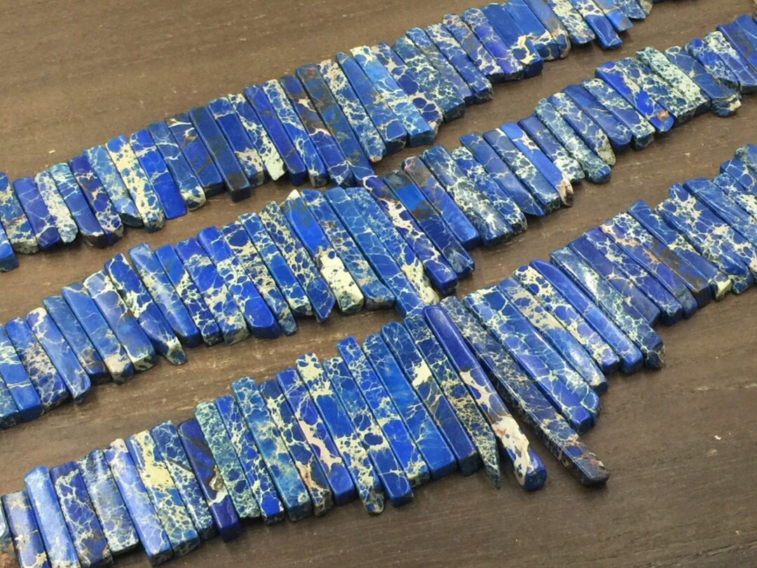 Blue Jasper Stick Beads Sea Sediment Jasper Slice Points Beads Top ...