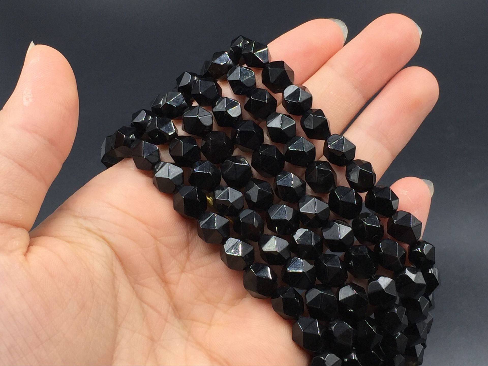 8mm Faceted Onyx Beads Black Onyx Cube Beads Black Agate - Etsy