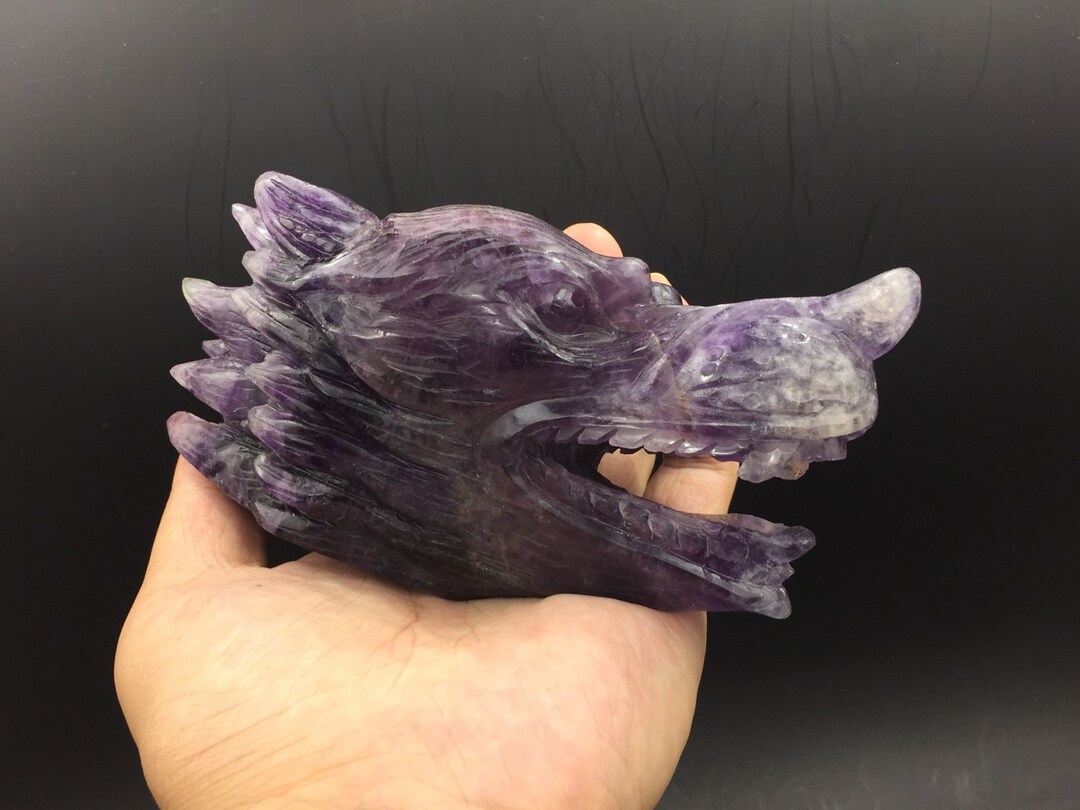 Large Rainbow Fluorite Wolf Hand Hand Carved Wolf Figurine Statue ...
