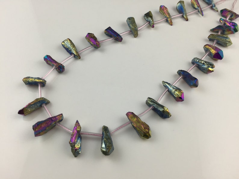 Rainbow Crystal Quartz Point Beads Titanium Metalic Crystal Points Top ...