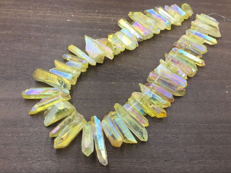 Raw Rainbow Yellow Quartz Points Mystic Aura Light Yellow - Etsy