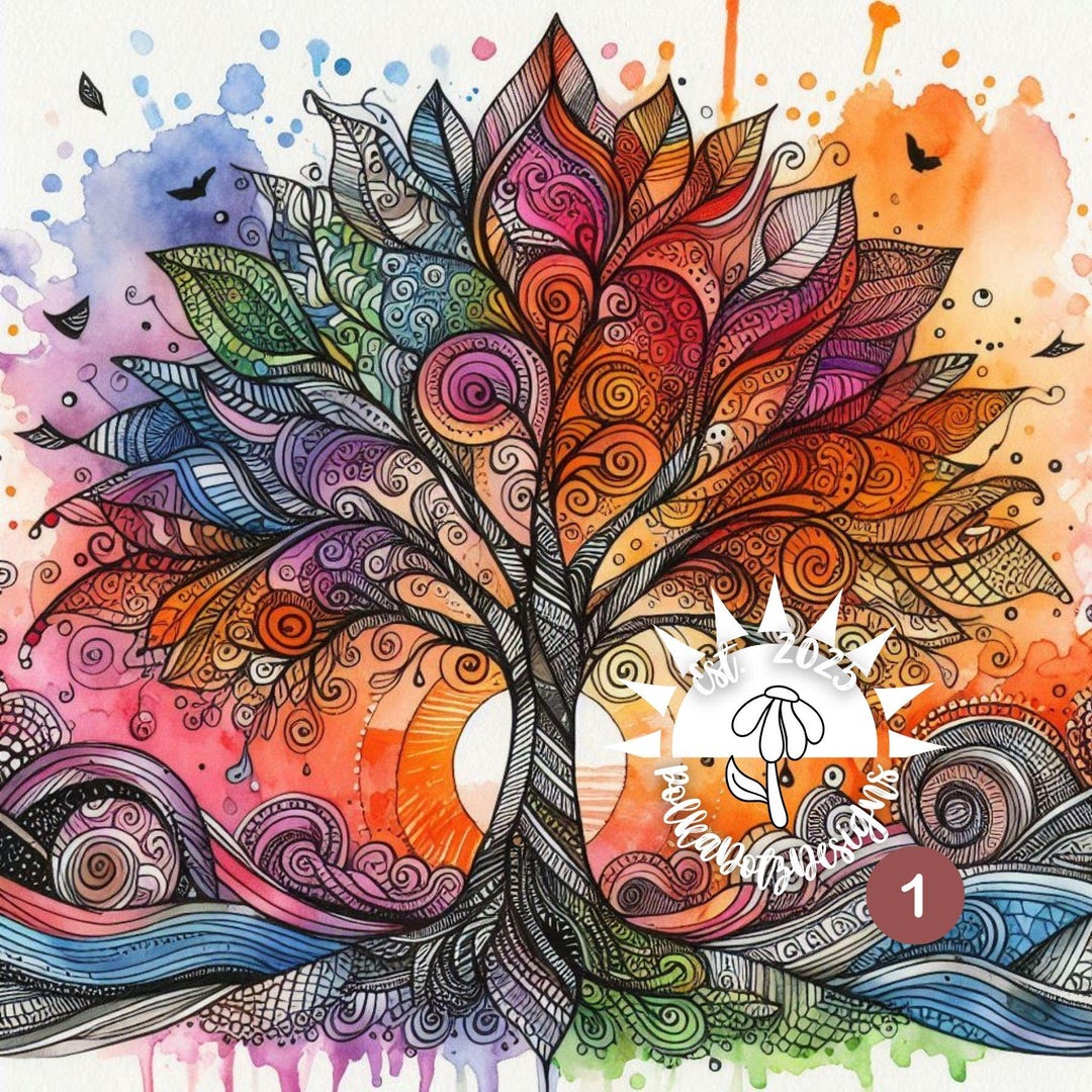 Zentangle Style Colorful Watercolor Palm Tree Tattoos – Temporary Ink ...