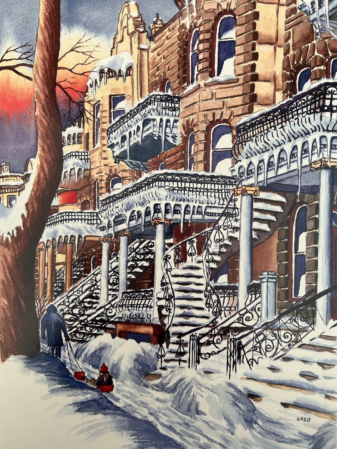 Montreal St Hubert Street During Winter, Printed Reproduction of ...