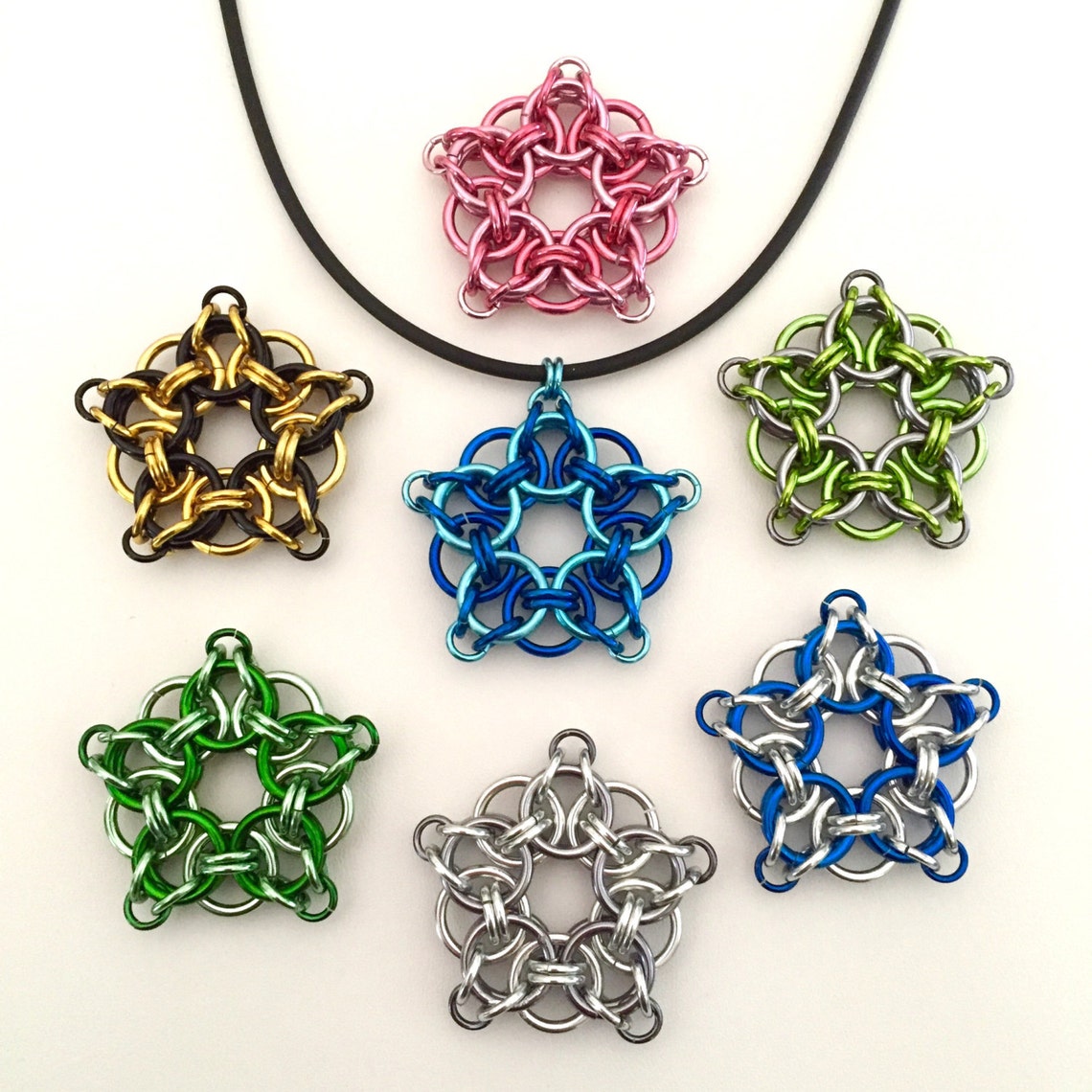 Chain Maille Star Pendant 20 Colors to Choose From - Etsy
