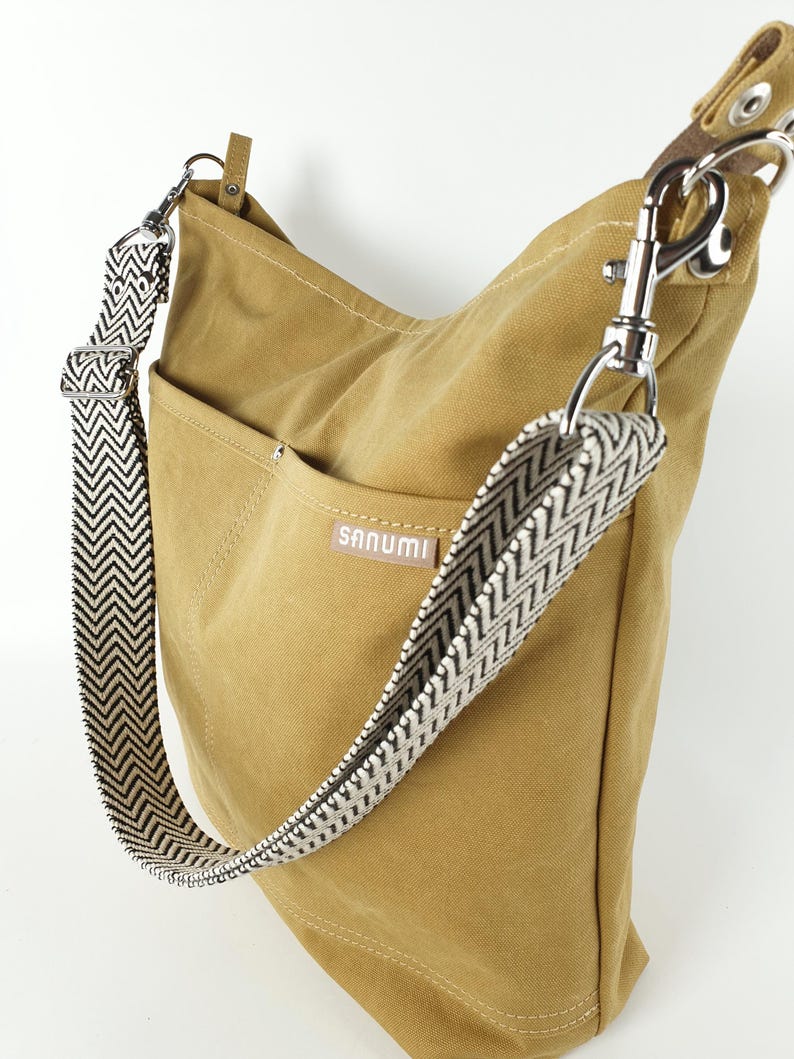 Canvas Crossbody Bag Mustard Yellow, Handmade in Germany, Heavy Washed ...