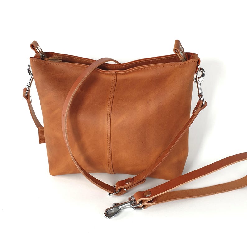Leather Crossbody Purse Cognac Brown, Full Grain Leather Handbag for ...