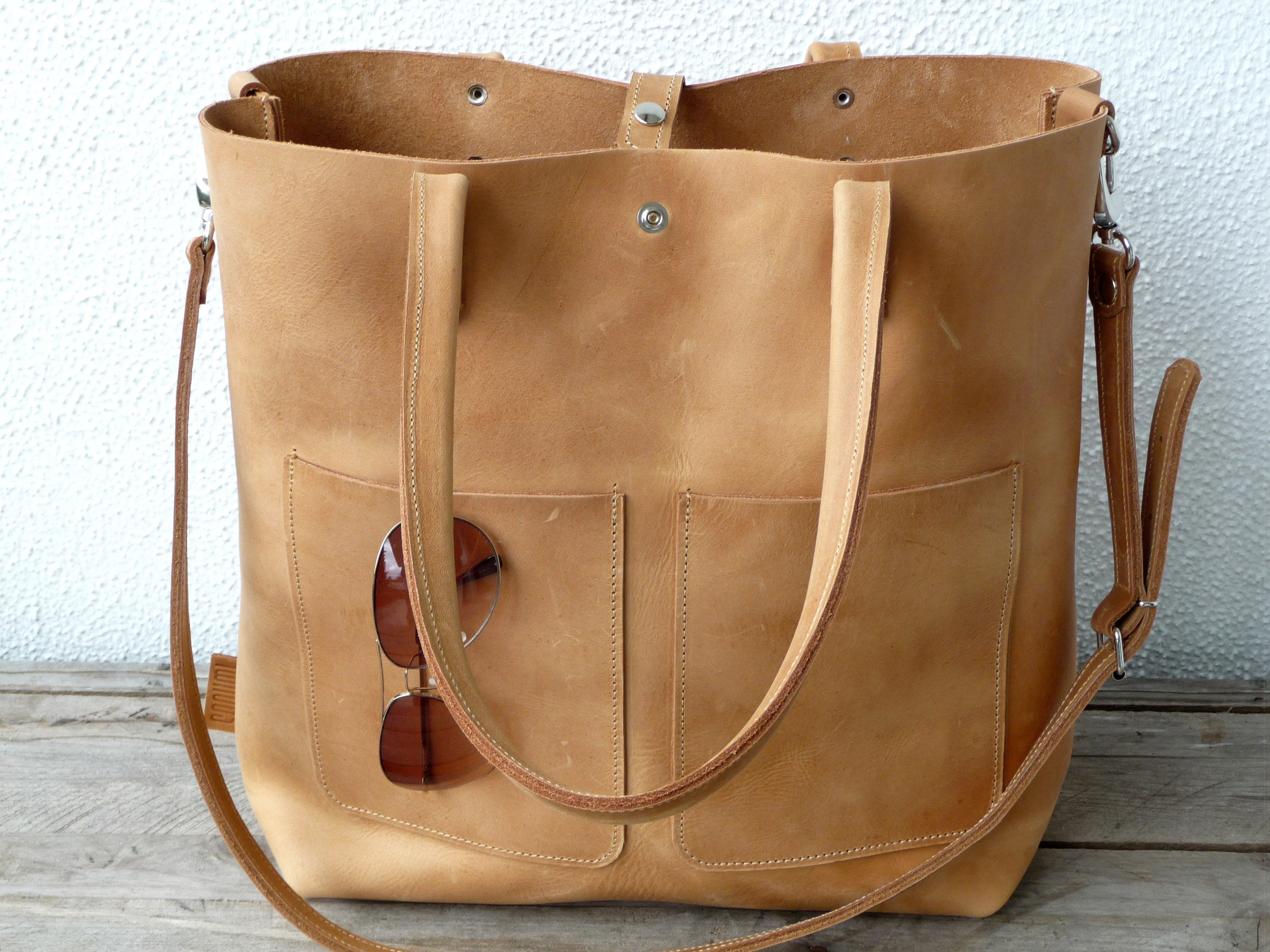 Große Ledertasche Damen braun, camelfarben, bequeme Schulterhenkel ...