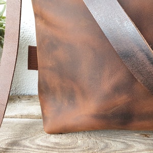 Leather Crossbody Bag Women Size M, Chocolate Brown, 12" X 11", Leather ...