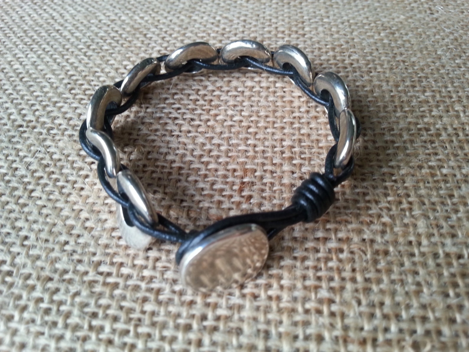 Leather Bracelet Beads Uno De 50 Style Bracelet Silver Plated - Etsy