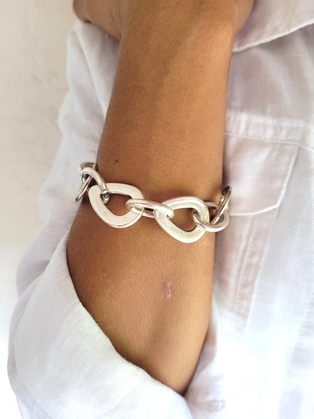 Silver Chunky Bracelet Chain,chunky Bracelet,silver Stack Bracelet for ...