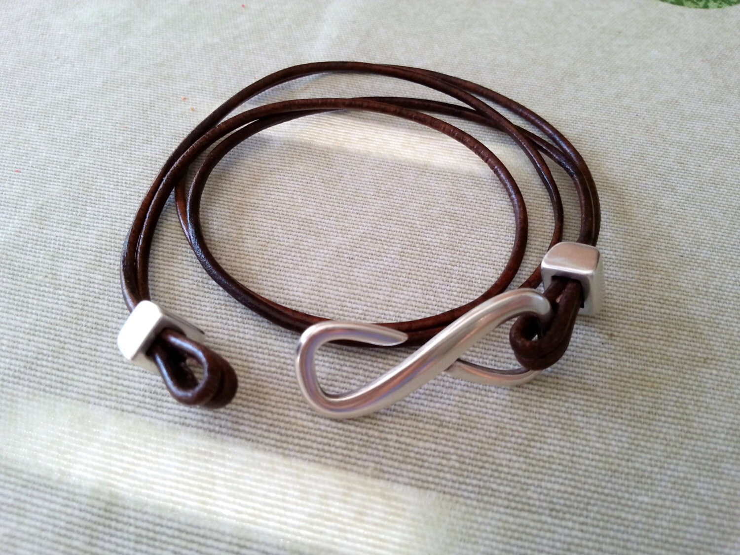 Leather Wrap Bracelet, Infinity Leather Bracelet Silver, Wrap Bracelet ...