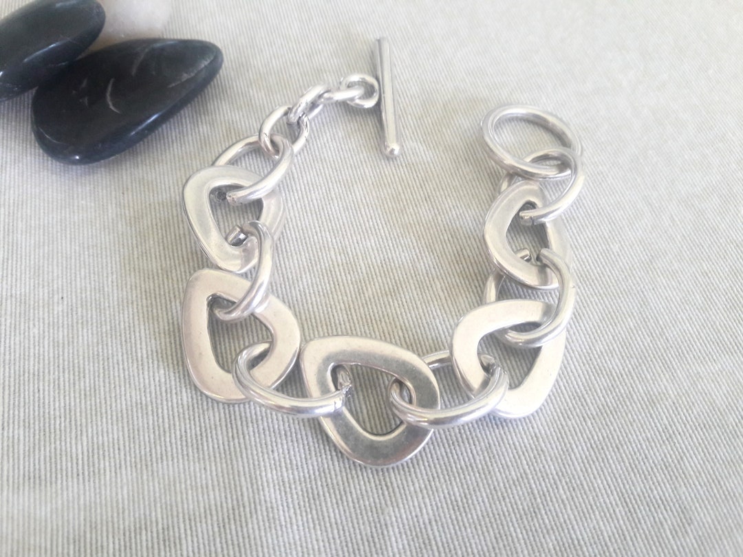 Silver Chunky Bracelet Chain,chunky Bracelet,silver Stack Bracelet for ...